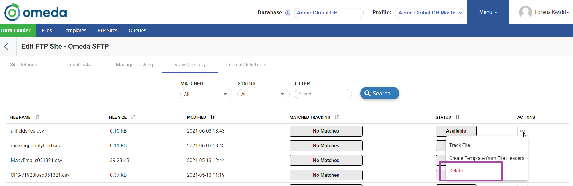 Delete File From Sftp Data Loader Omeda Training